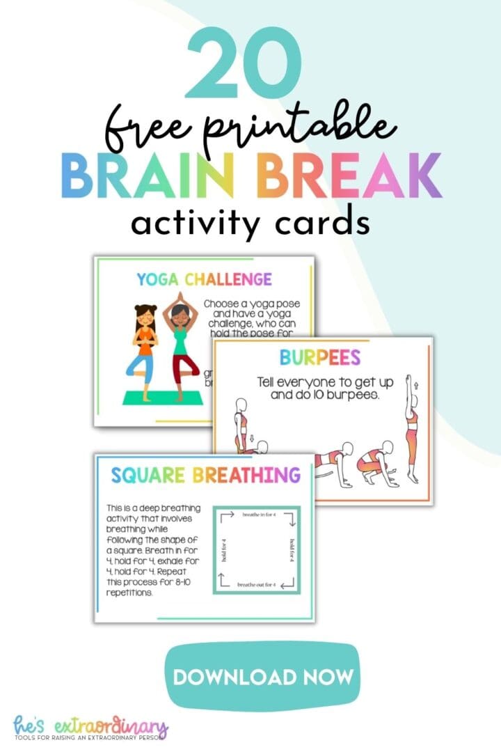 Brain Breaks for Kids - 20 Printable Activity Cards